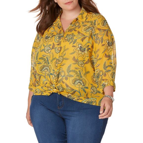 Simply Emma | Tops | New Simply Emma Plus Size Button Up Blouse ...